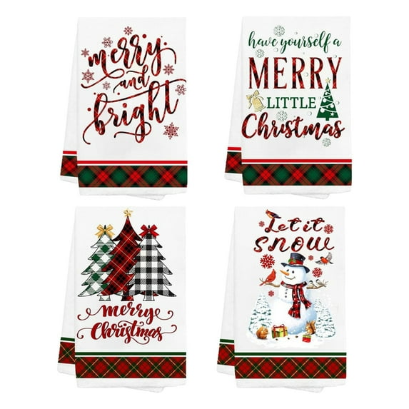 Christmas Tree Pattern Kitchen Dish Towels Set Festive Themed ...