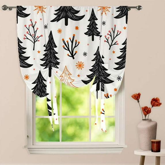 Christmas Tree Pattern On White Window Curtain for Living Room Roman ...