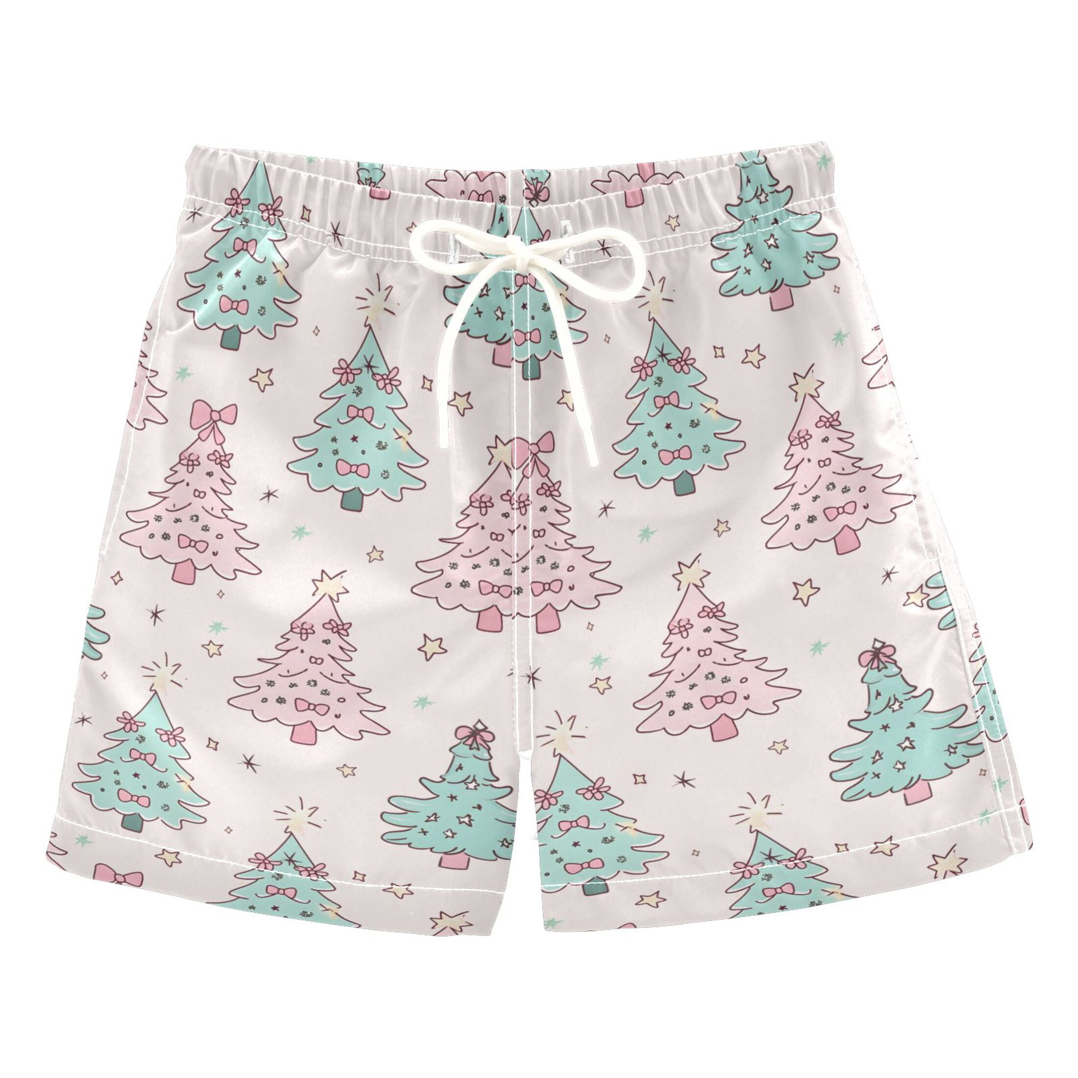 Christmas Tree Pattern Swim Trunks Quick Dry Beach Pool Board Shorts ...