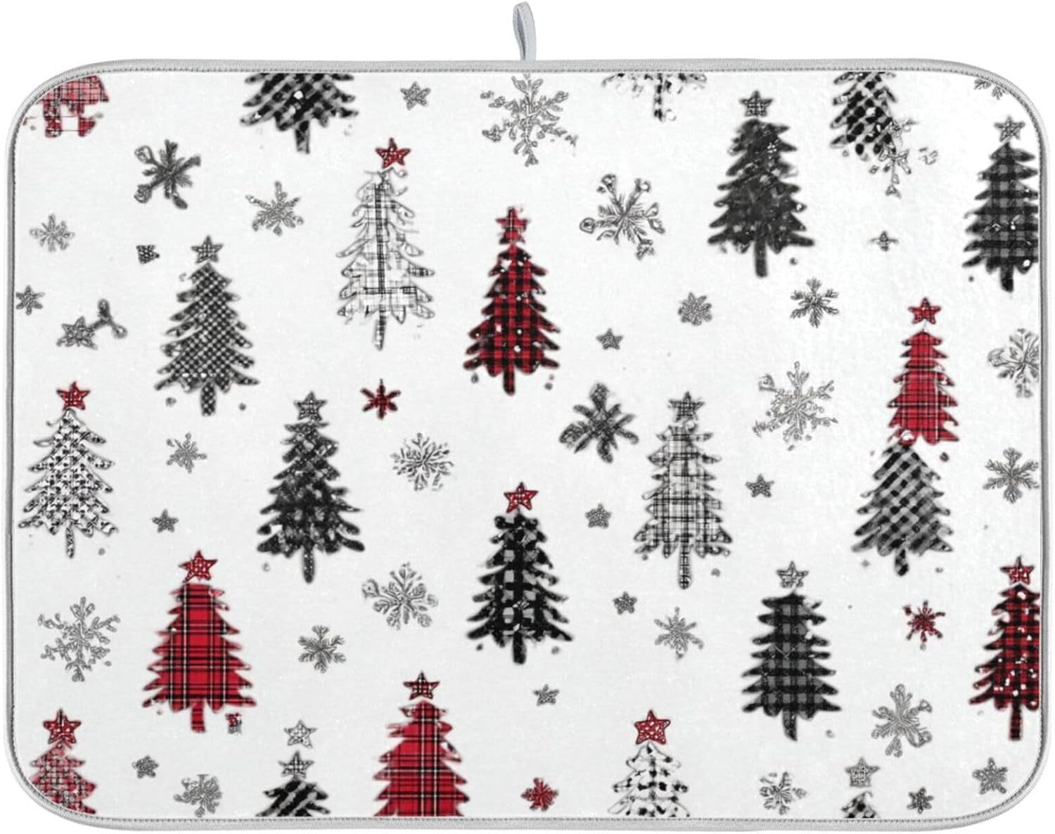 Christmas Tree Patterns Dish Drying Mat Kitchen Counter Mat Draining ...