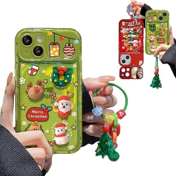 Christmas Tree Pendant Flip Mirror Case Cover for iPhone 17 16 15 14 13 ...