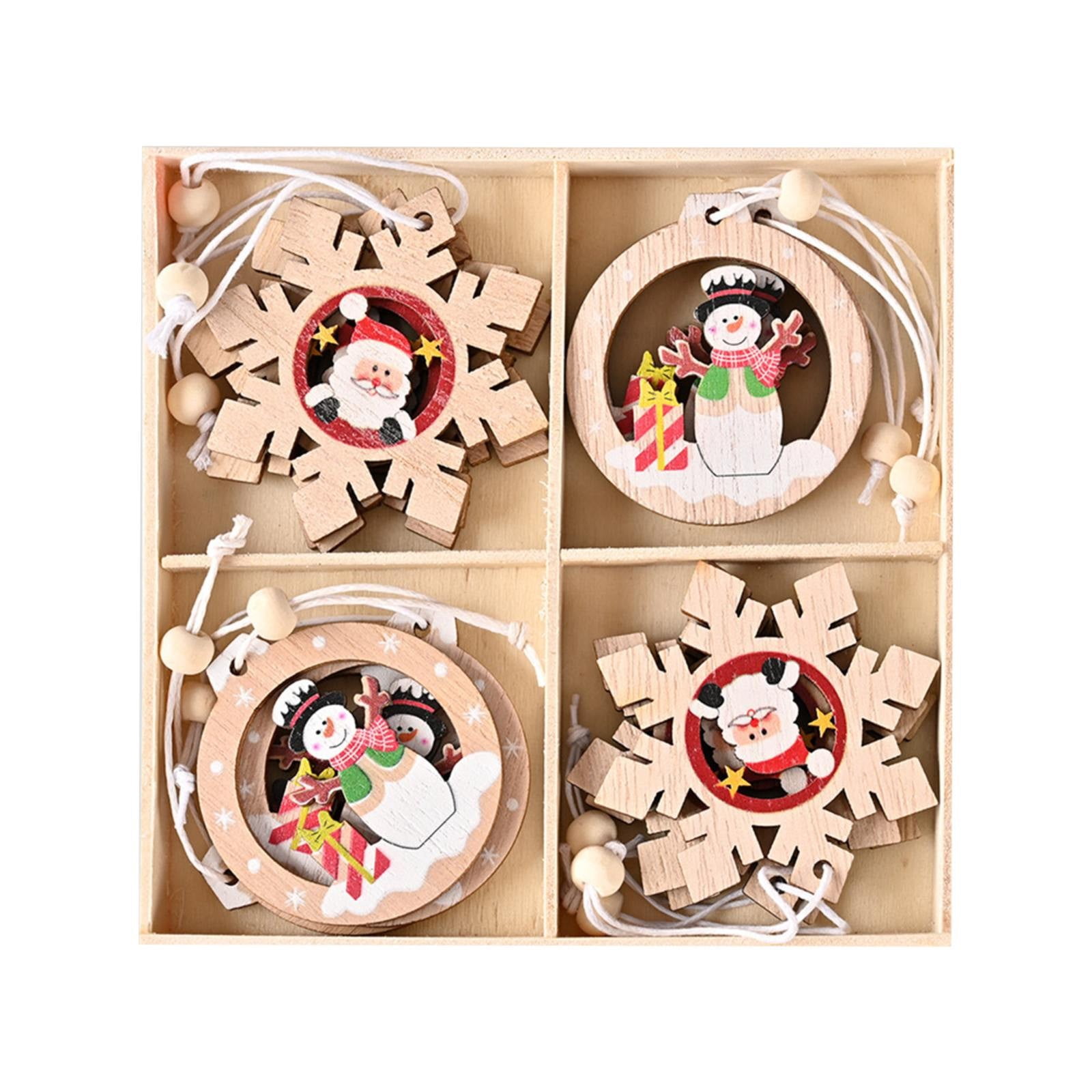 Christmas Tree Pendant With Wooden 12 Pcs Per Set Wooden Cute Mini ...