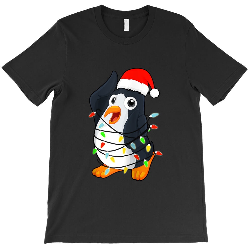 Christmas Tree Penguin Saint Nicholas Hat Lights Themed Cute and ...