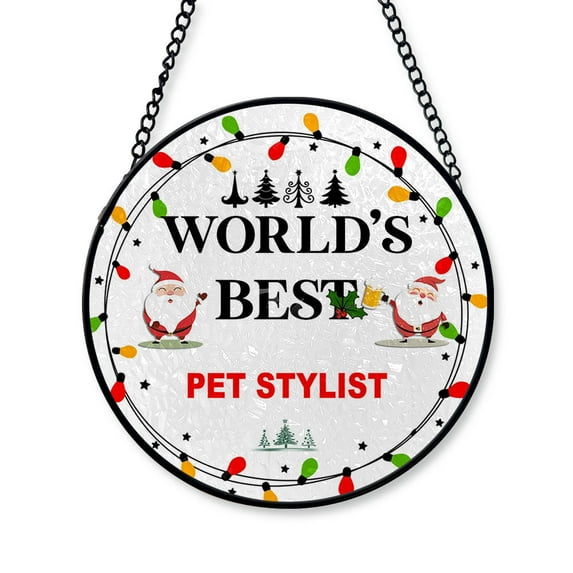 Christmas Tree, Pet Stylist Stained Glass Window Hanging Christmas 2025 ...