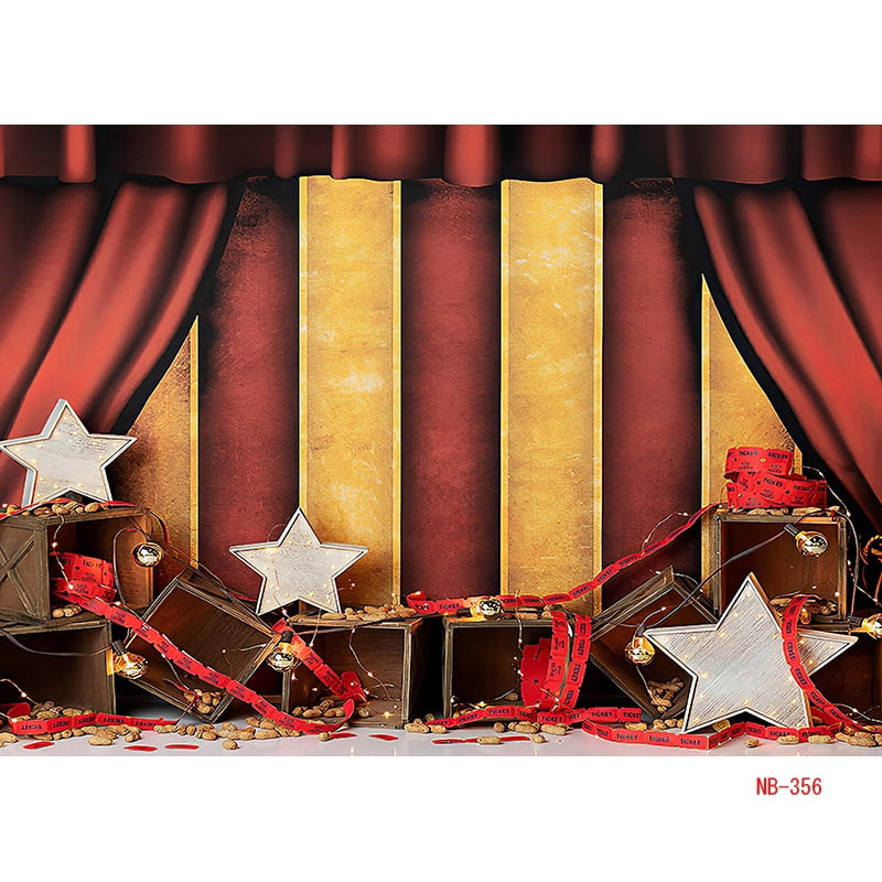 Christmas Tree Photography Backdrop Prop Wooden Doors Snowman Cinema ...