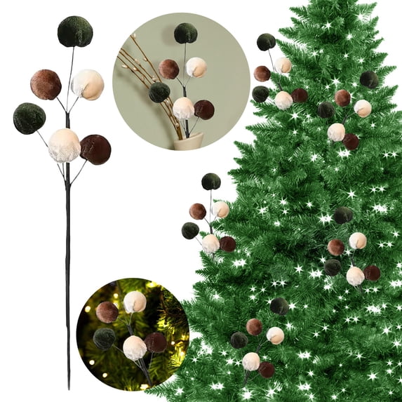 Christmas Tree Picks,12 Inch Christmas Tree Picks Velvet Christmas ...