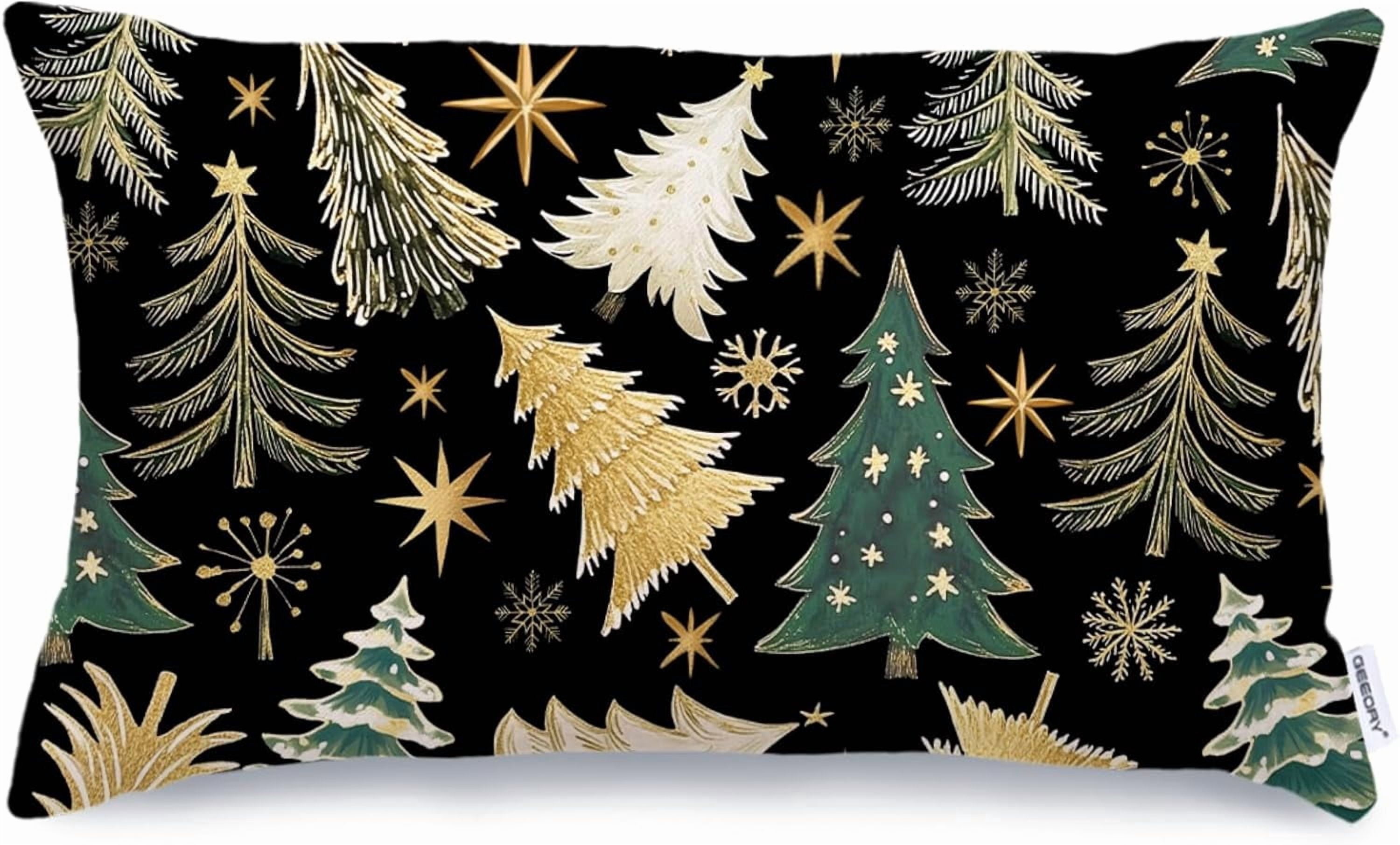Christmas Tree Pillow Cover 12 x 20 Inch, Xmas Decorations, Holiday ...