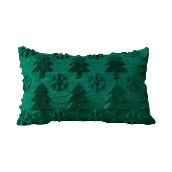 Christmas Tree Pillow Cover, Embroidered Snowflake Design Soft Faux ...