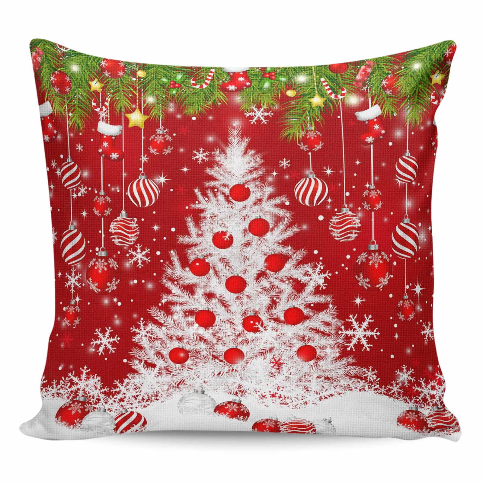 Christmas Tree Pillow Covers 16x16 Inch Decorative Throw Pillow Cover ...