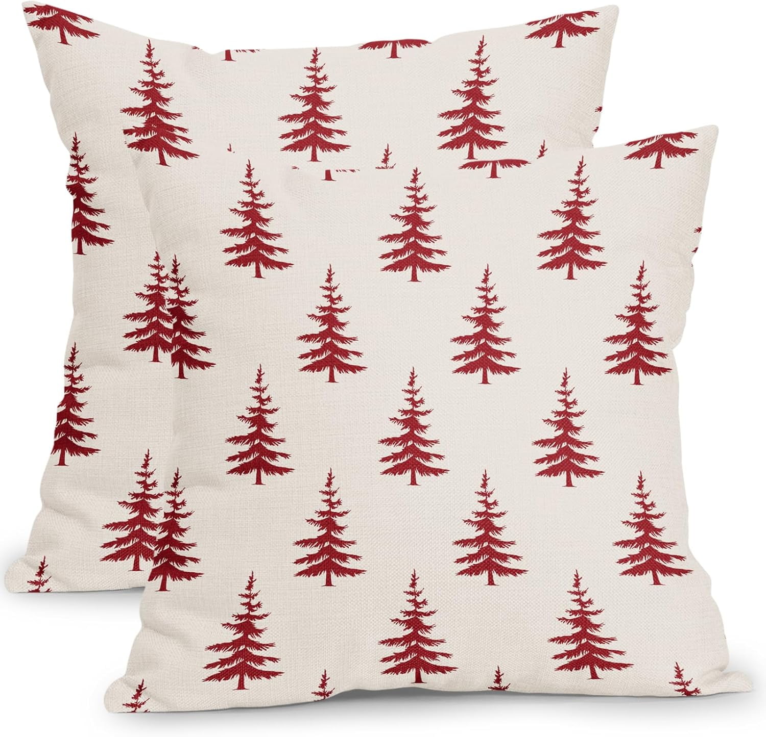 Christmas Tree Pillow Covers 18x18 Inch Green and Cream Christmas ...