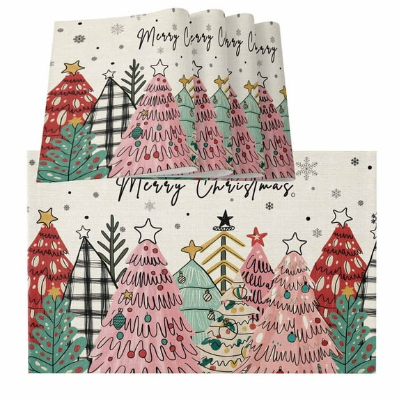 Christmas Tree Pink Xmas Tree Snowflake Rustic Burlap Kitchen Place ...