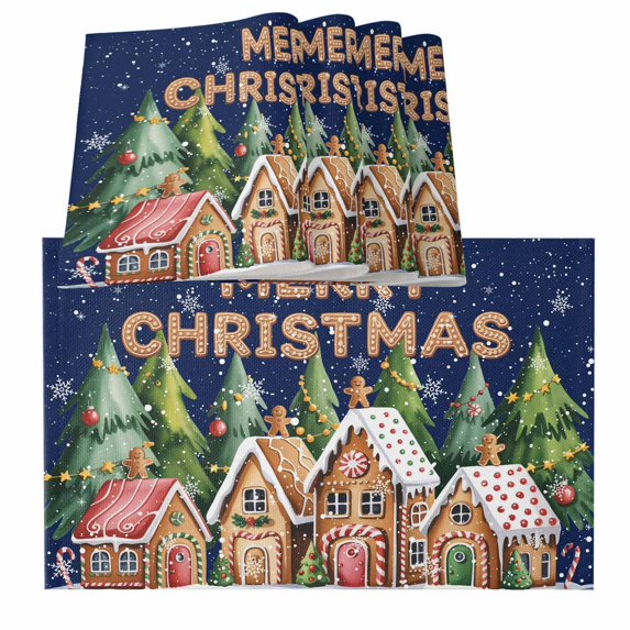 Christmas Tree Placemats for Dinning Table Set of 4, Winter Snowflake ...