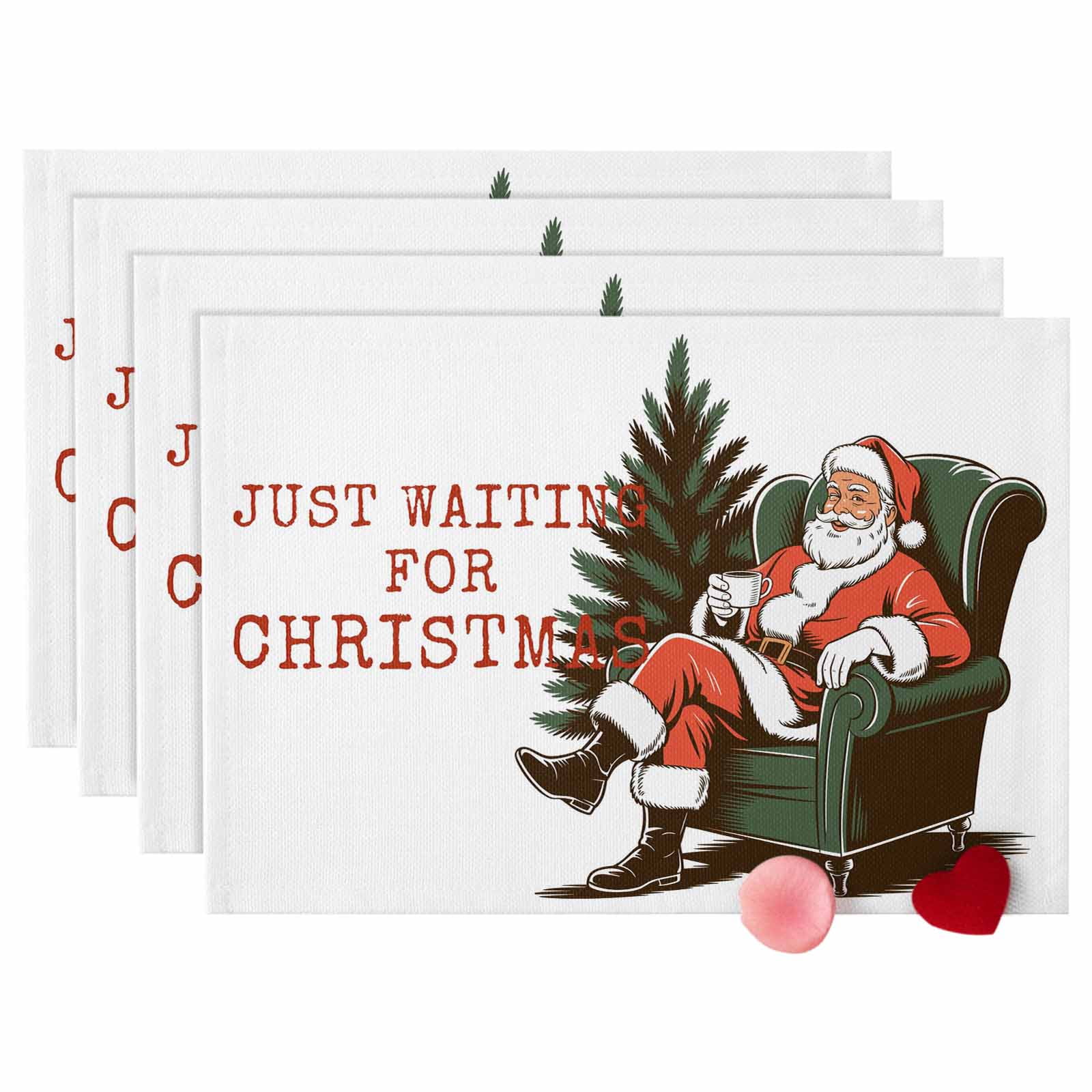 Christmas Tree Placemats Set of 4, Just Waiting for Christmas Funny ...