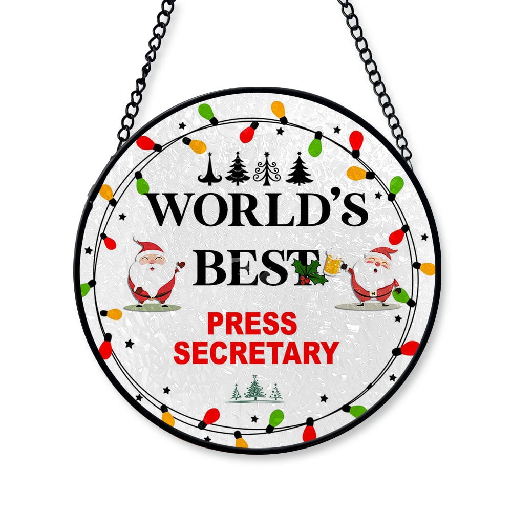 Christmas Tree, Press Secretary Stained Glass Window Hanging Christmas ...
