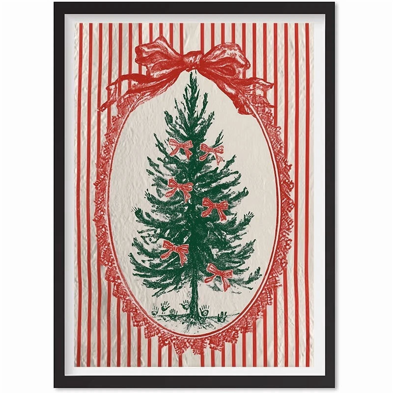 Christmas Tree Print, Coquette Wall Art Print, Red Bows Printable ...