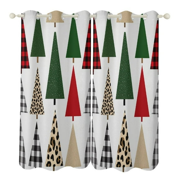 Christmas Tree Printing 2 Panels Blackout Curtains for Bedroom Living ...