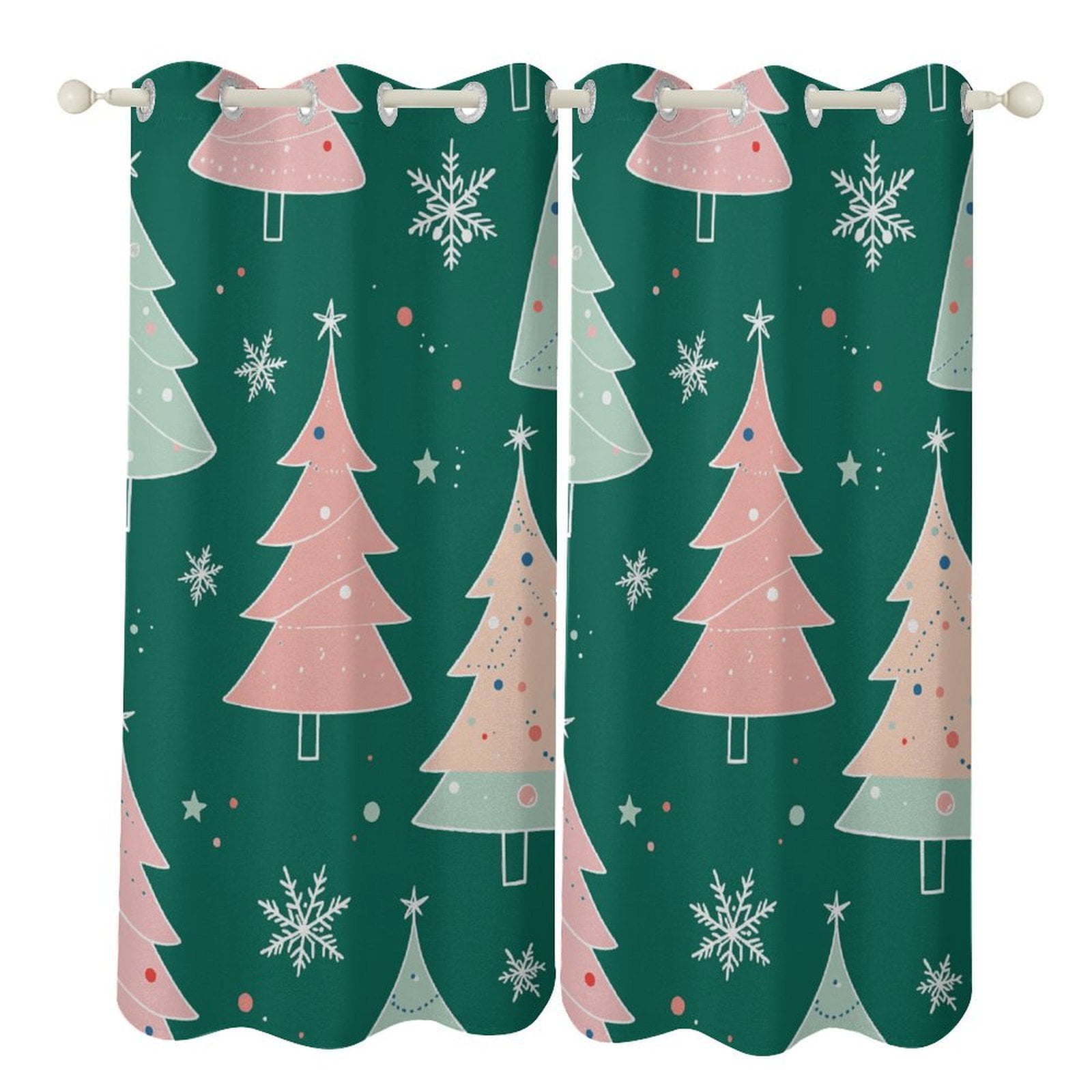 Christmas Tree Printing Blackout Curtain 3d Printed Window Curtain ...