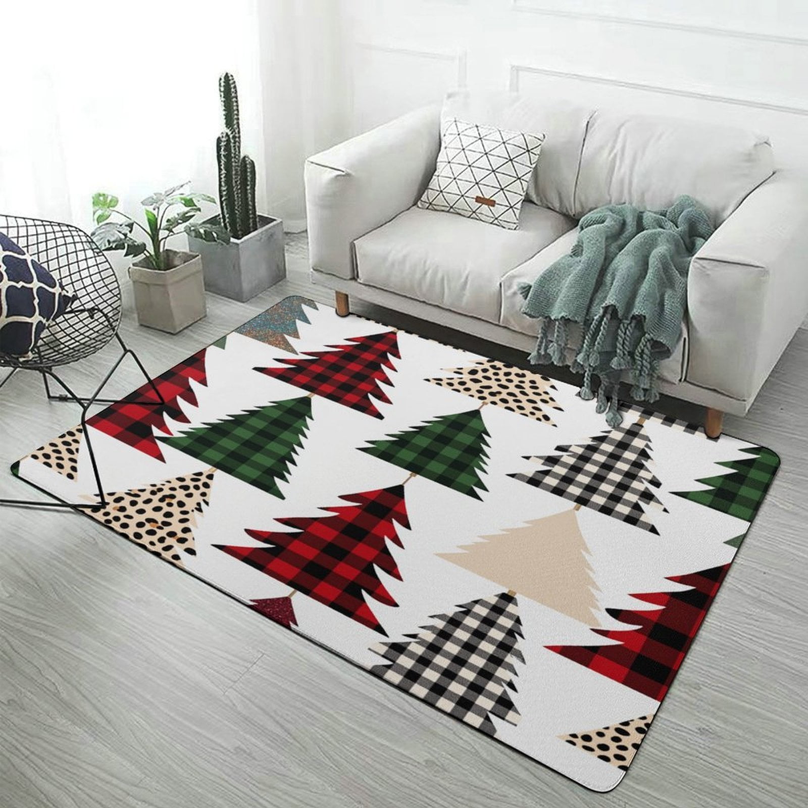 Christmas Tree Printing Carpet for Home Decoration Soft Comfy Rugs for ...