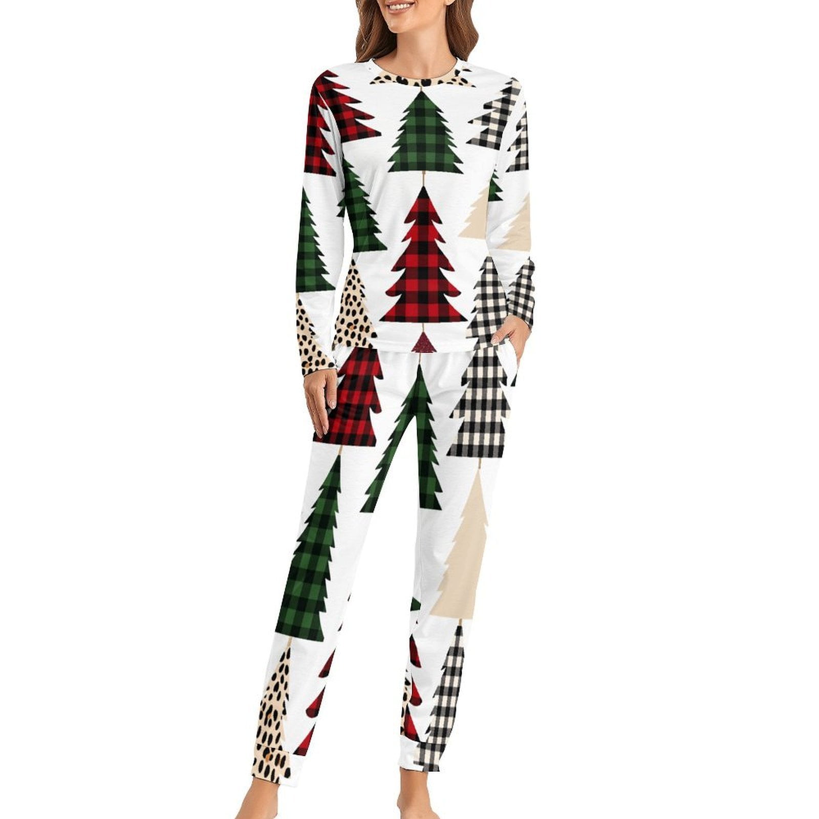 Christmas Tree Printing Printed Pajama Set for Couples, Women, Men ...