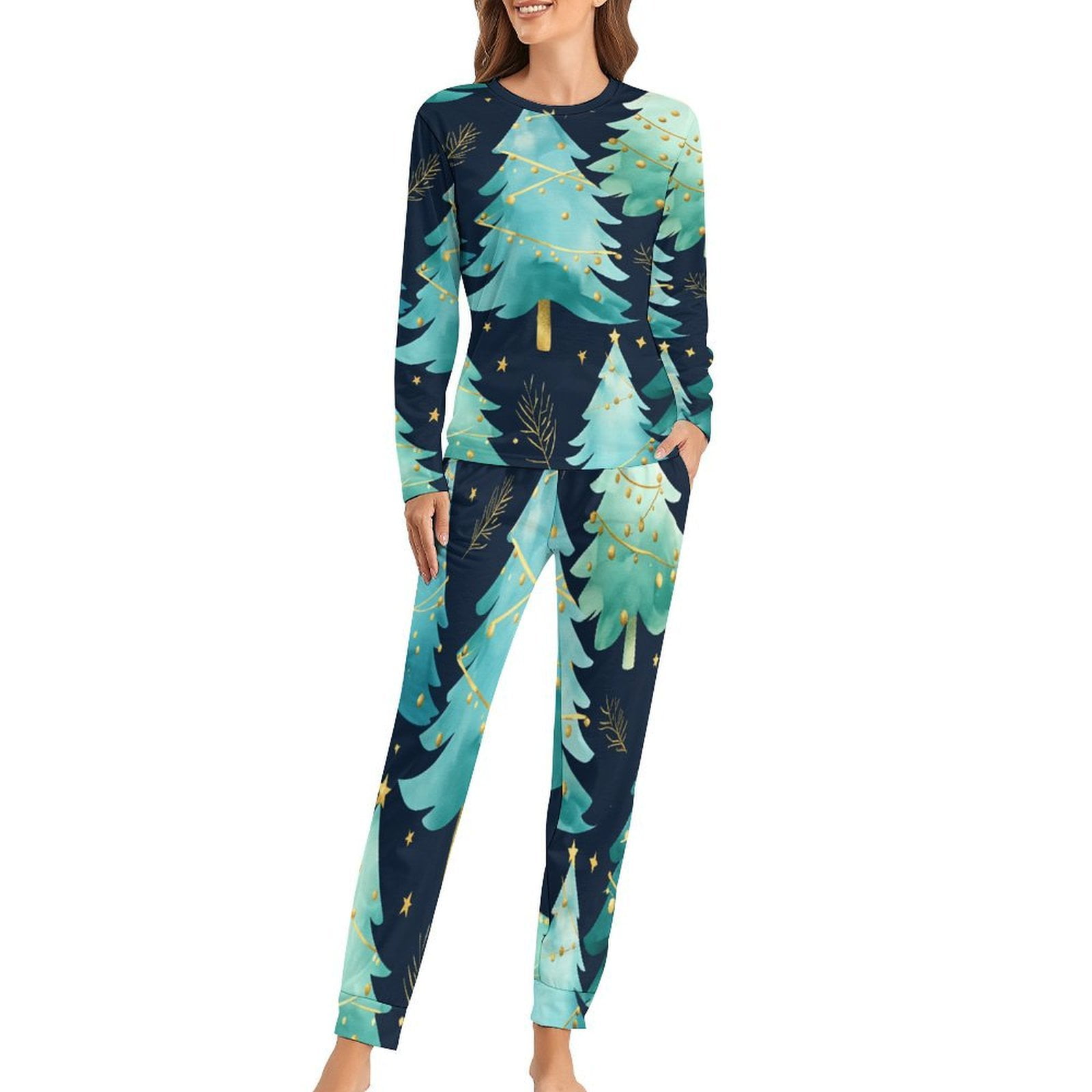 Christmas Tree Printing Printed Pajama Set for Couples, Women, Men ...
