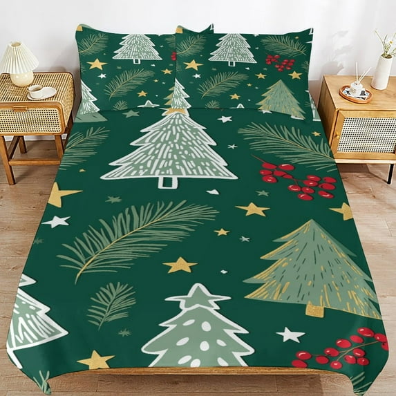 Christmas Tree Printing Quilt Cover 3pcs Set Home Textiles Duvet Cover ...