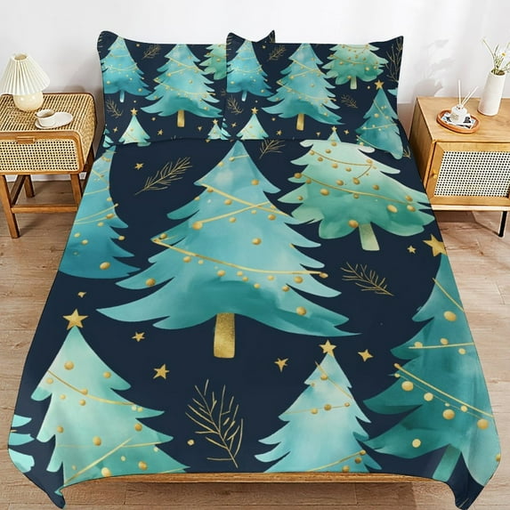 Christmas Tree Printing Quilt Cover 3pcs Set Home Textiles Duvet Cover ...