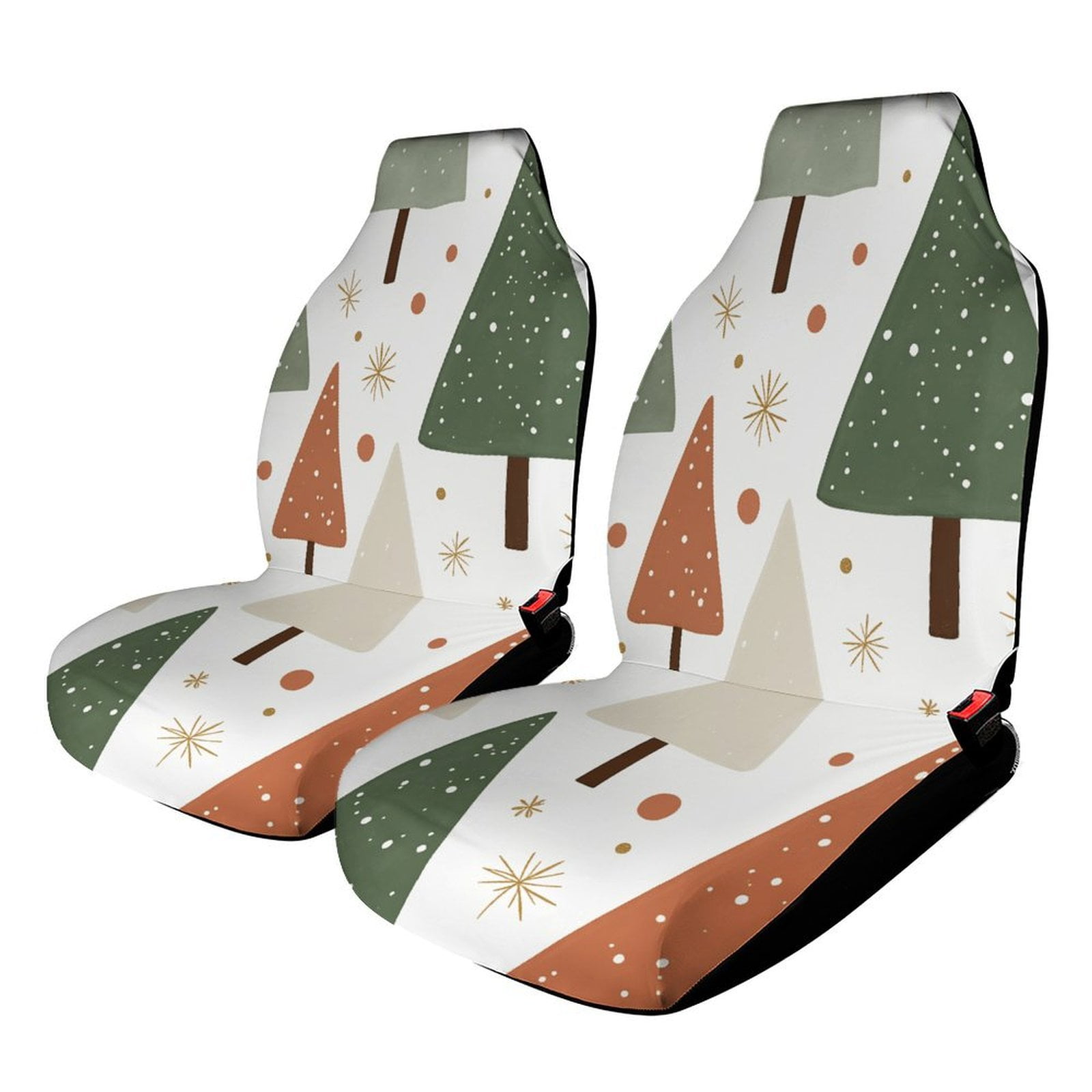 Christmas Tree Printing Set of 2Pcs Car Seat Covers Easy Clean ...