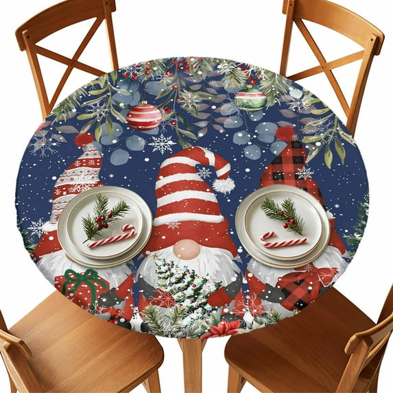 Christmas Tree Red Gnome Eucalyptus Leaves Berries Fitted Round ...