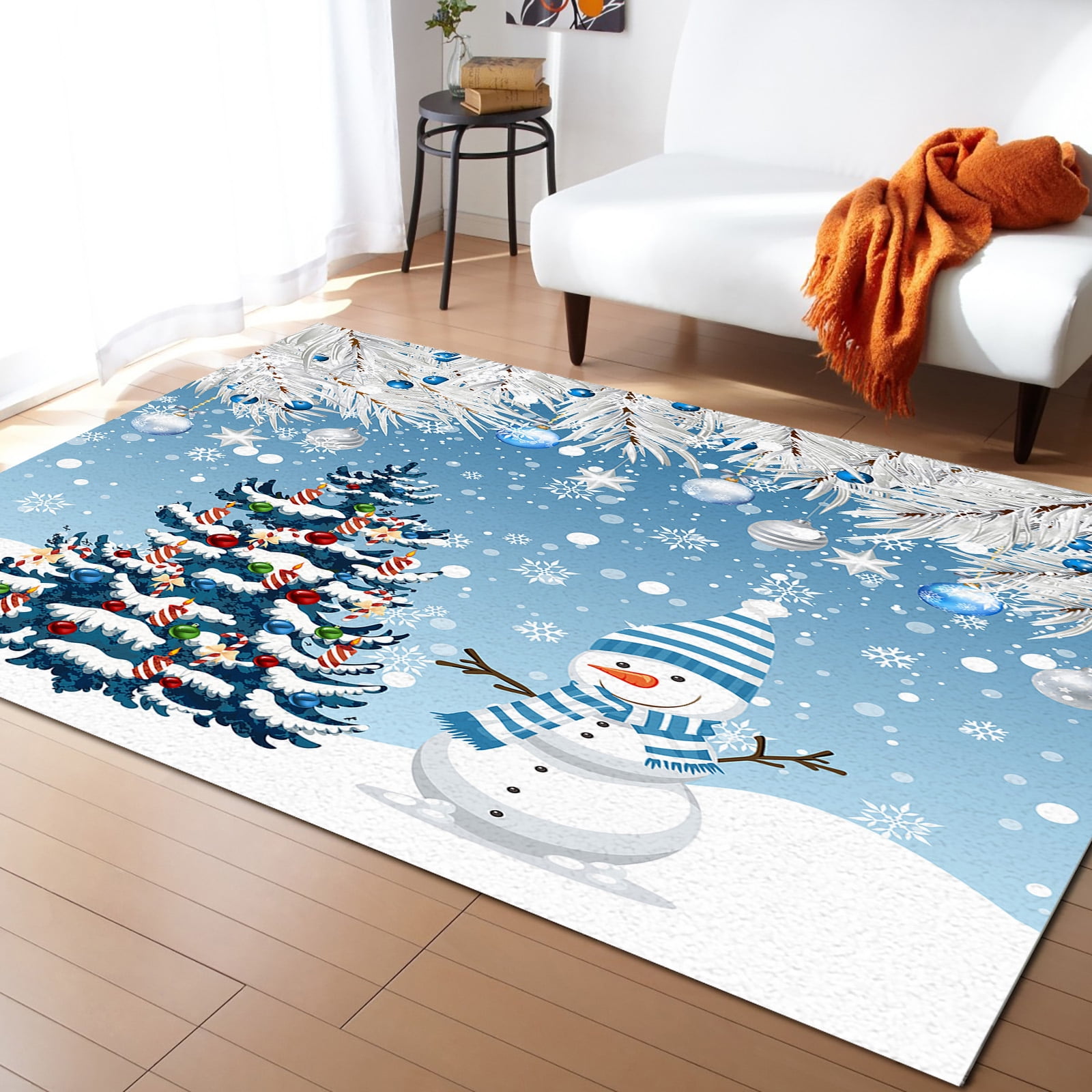 Christmas Tree Red Gold Living Room Carpet Coffee Table Floor Mat Study ...