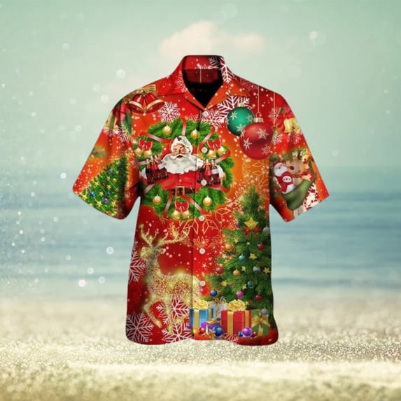 Christmas Tree Red Light Hawaiian Shirt - Walmart.com