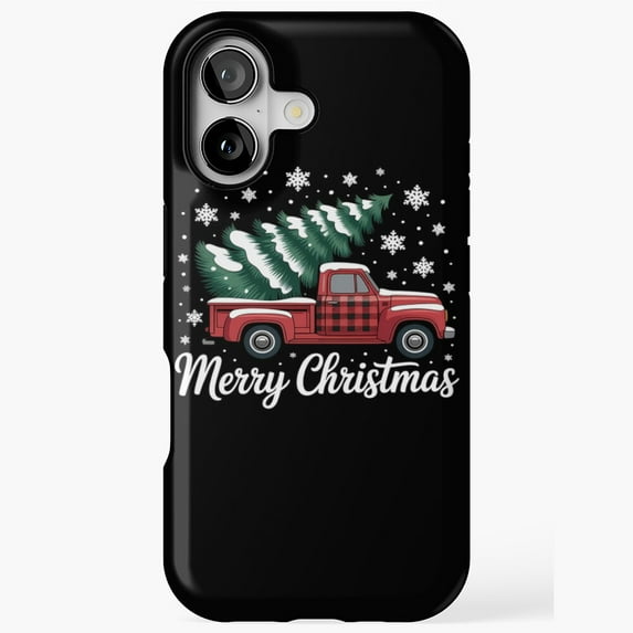 Christmas Tree Red Truck Buffalo Plaid Pajama Print Case with iPhone 17 ...