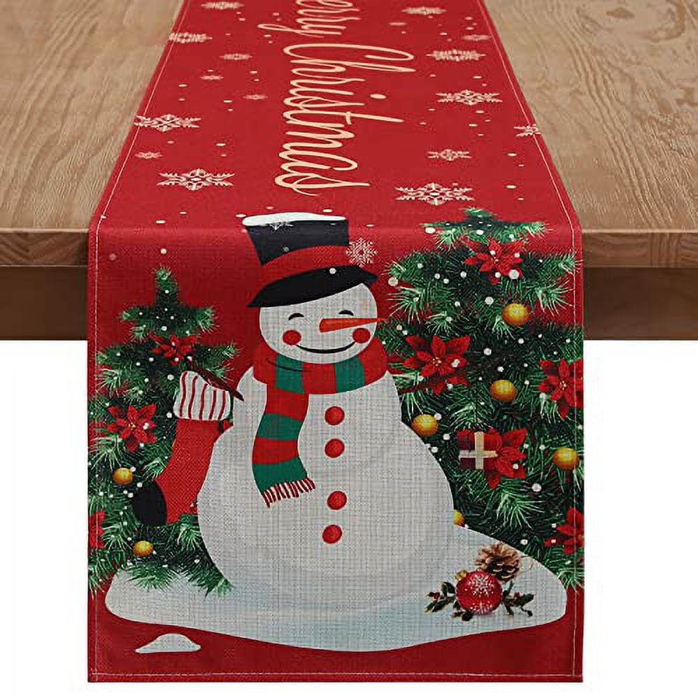 Christmas Tree Red Truck Plaid Table Flag Christmas Decoration Linen ...