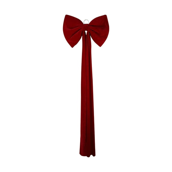Christmas Tree Red Velvet Topper Bow – Large Long Sash, Hanging Loop ...