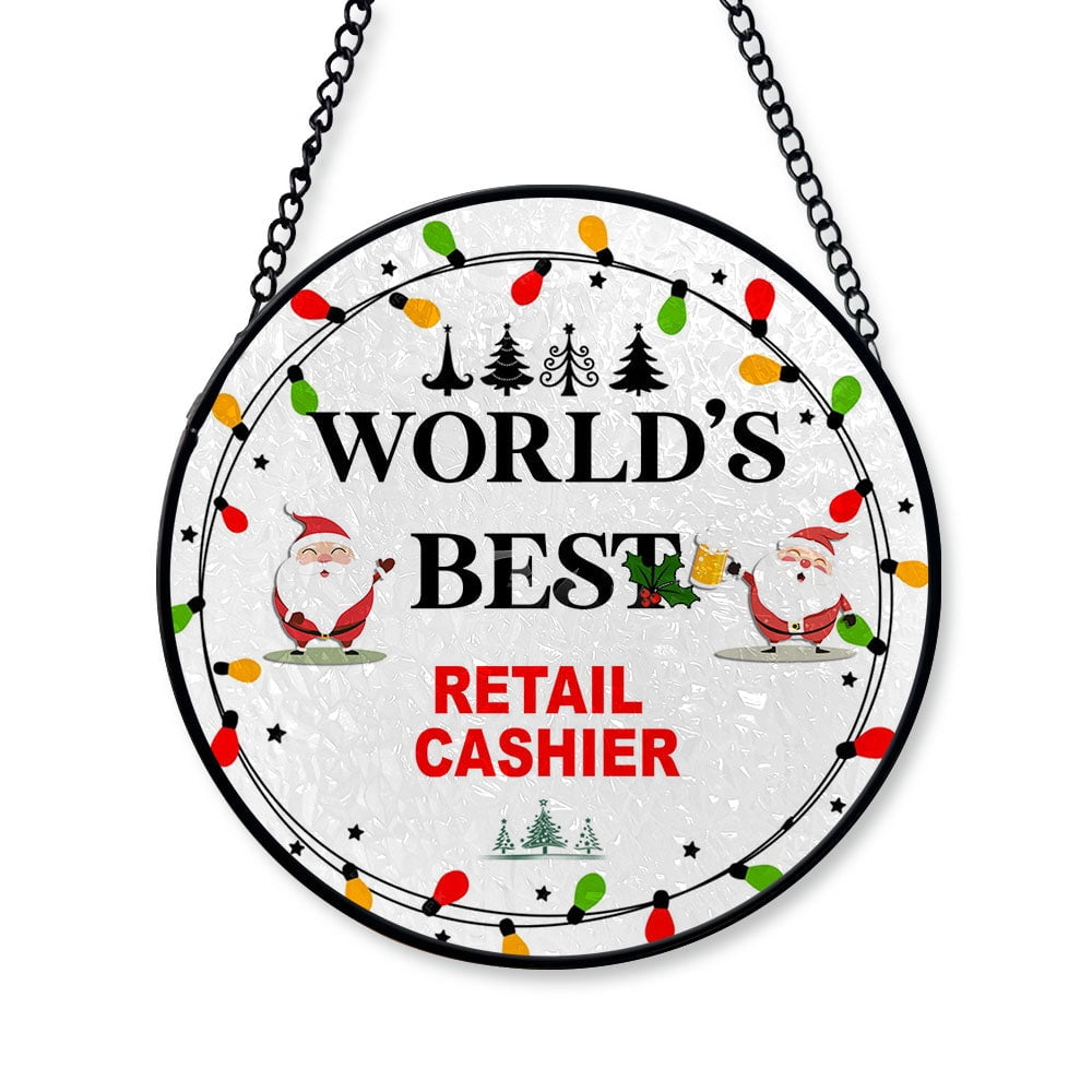 Christmas Tree, Retail Cashier Stained Glass Window Hanging Christmas ...