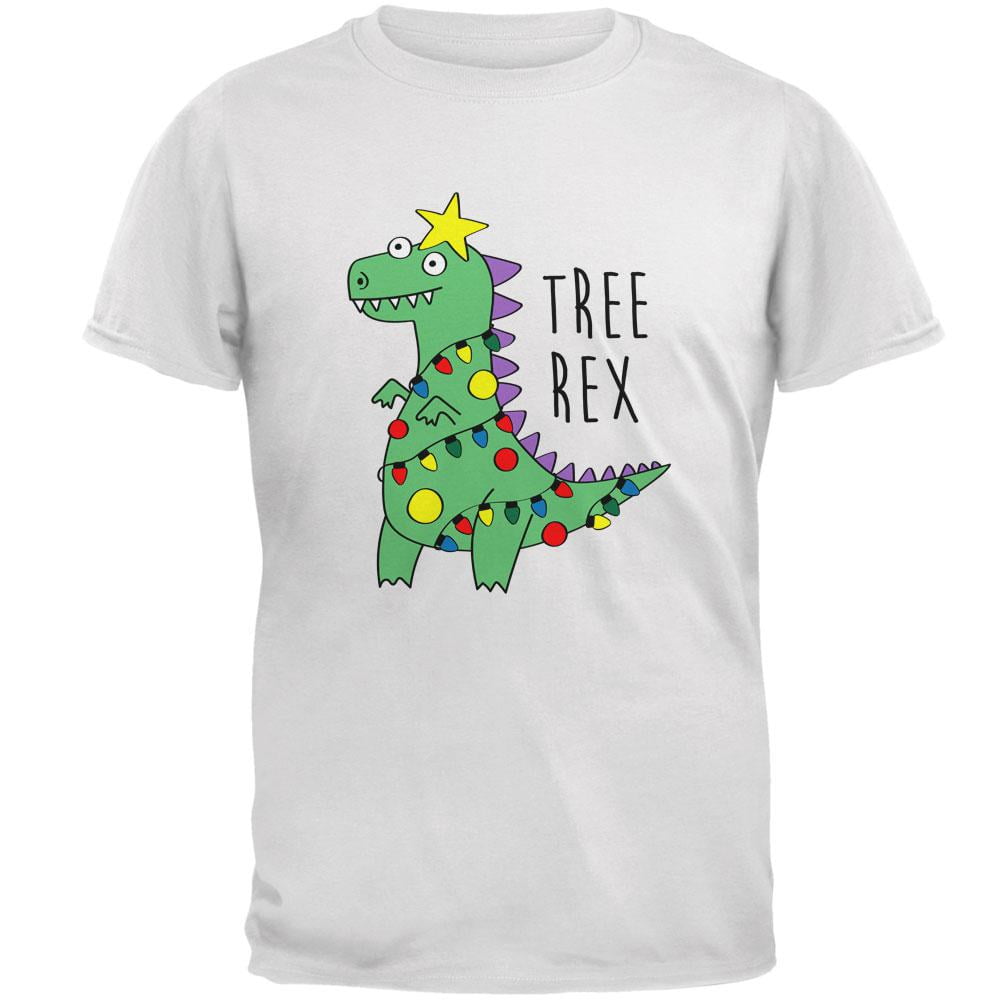 Christmas Tree Rex T-Rex Funny Dinosaur Mens T Shirt White X-LG ...