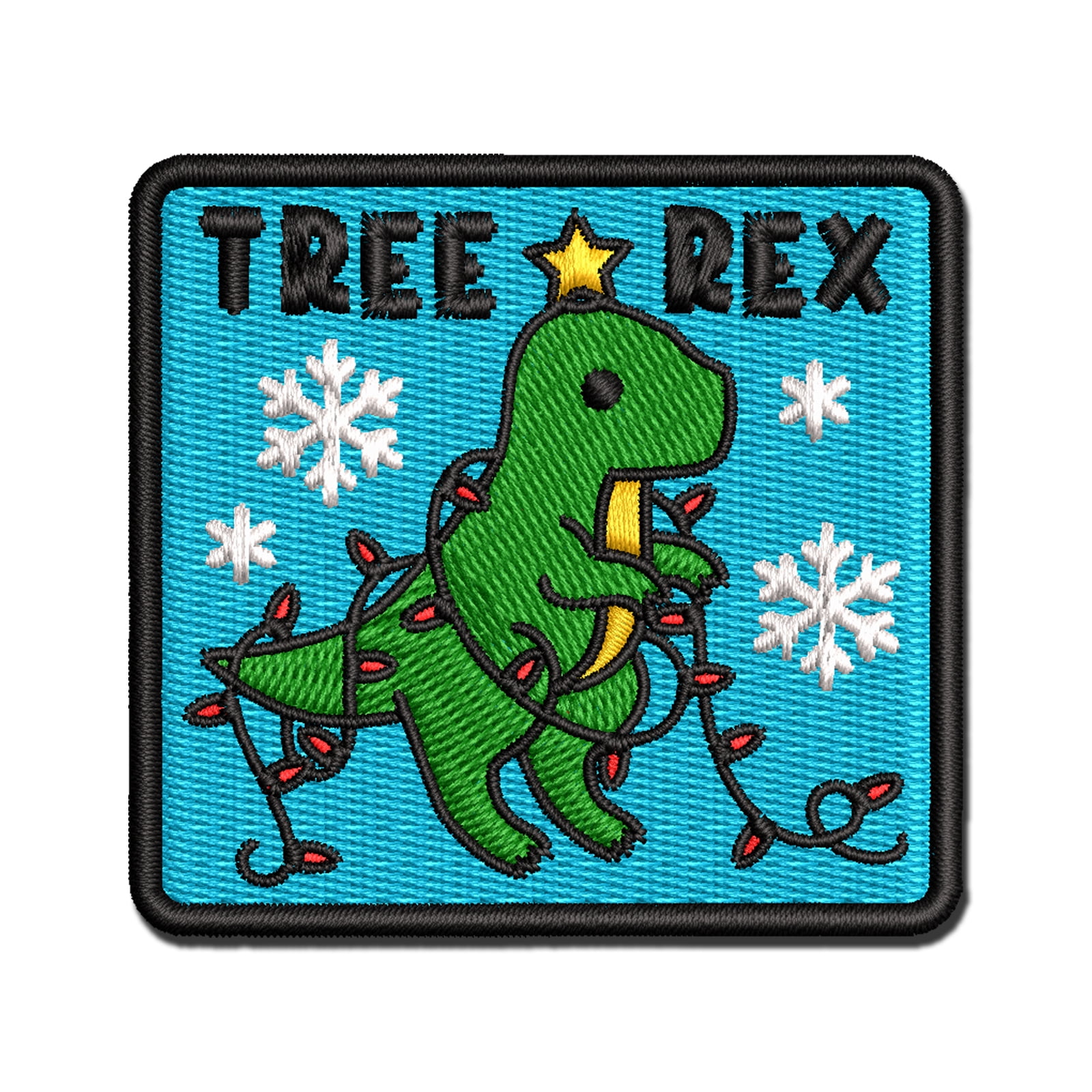 Christmas Tree Rex T-Rex Tyrannosaurus Dinosaur Pun Applique Multi ...