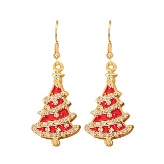 Christmas Tree Rhinestones Earrings Festival Alloy Ear Studs Jewelry ...