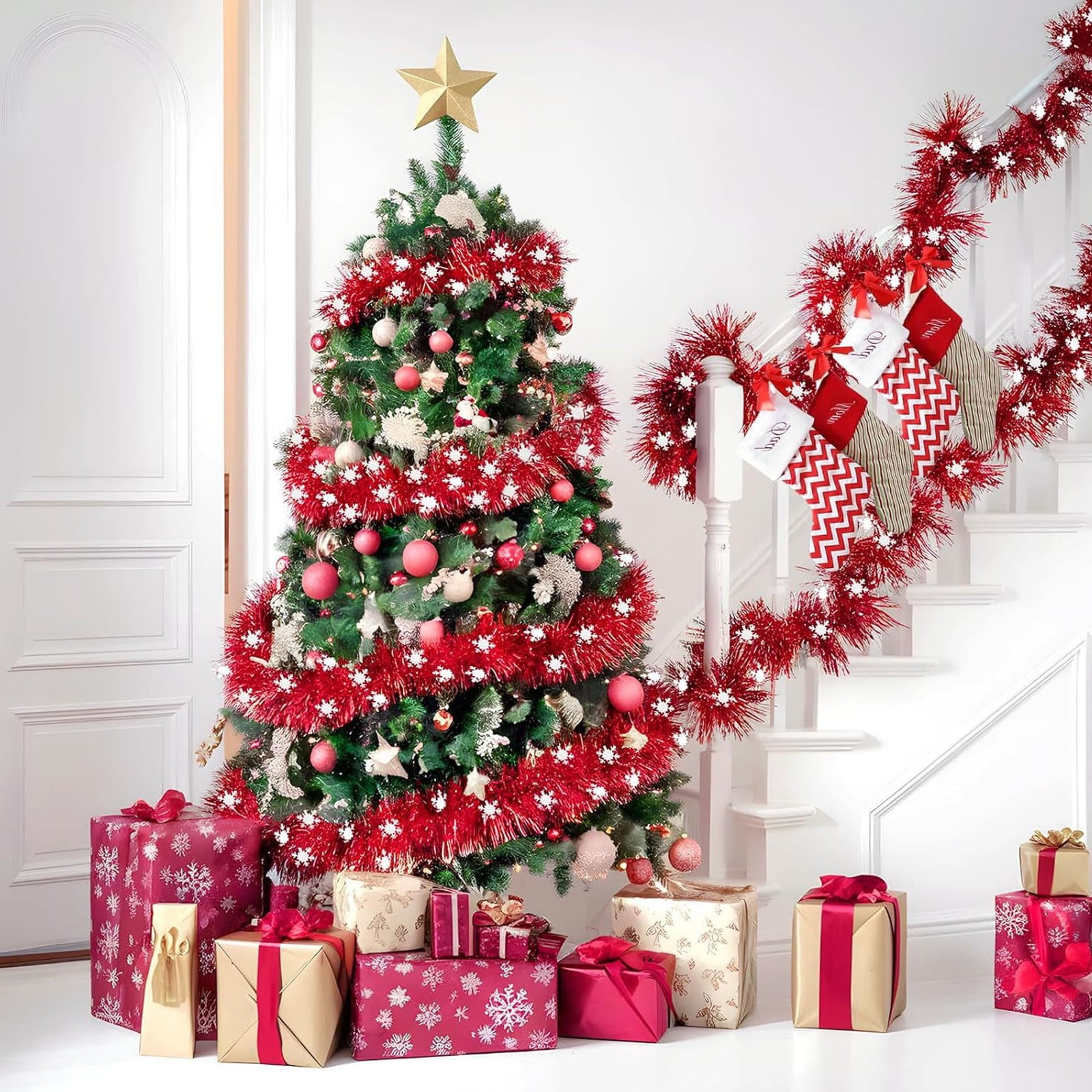 Christmas Tree Ribbon Decorative Pull Bow 2 Meters Hanging Ornament for ...