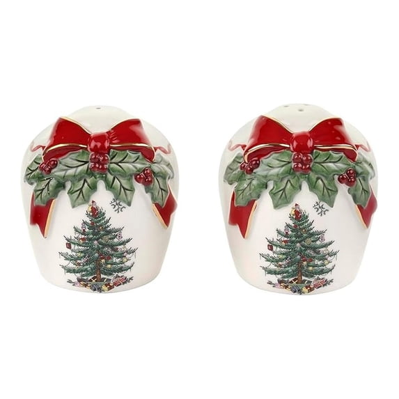 Christmas Tree Ribbons Salt & Pepper Shaker Set (2-Piece)- Holiday ...
