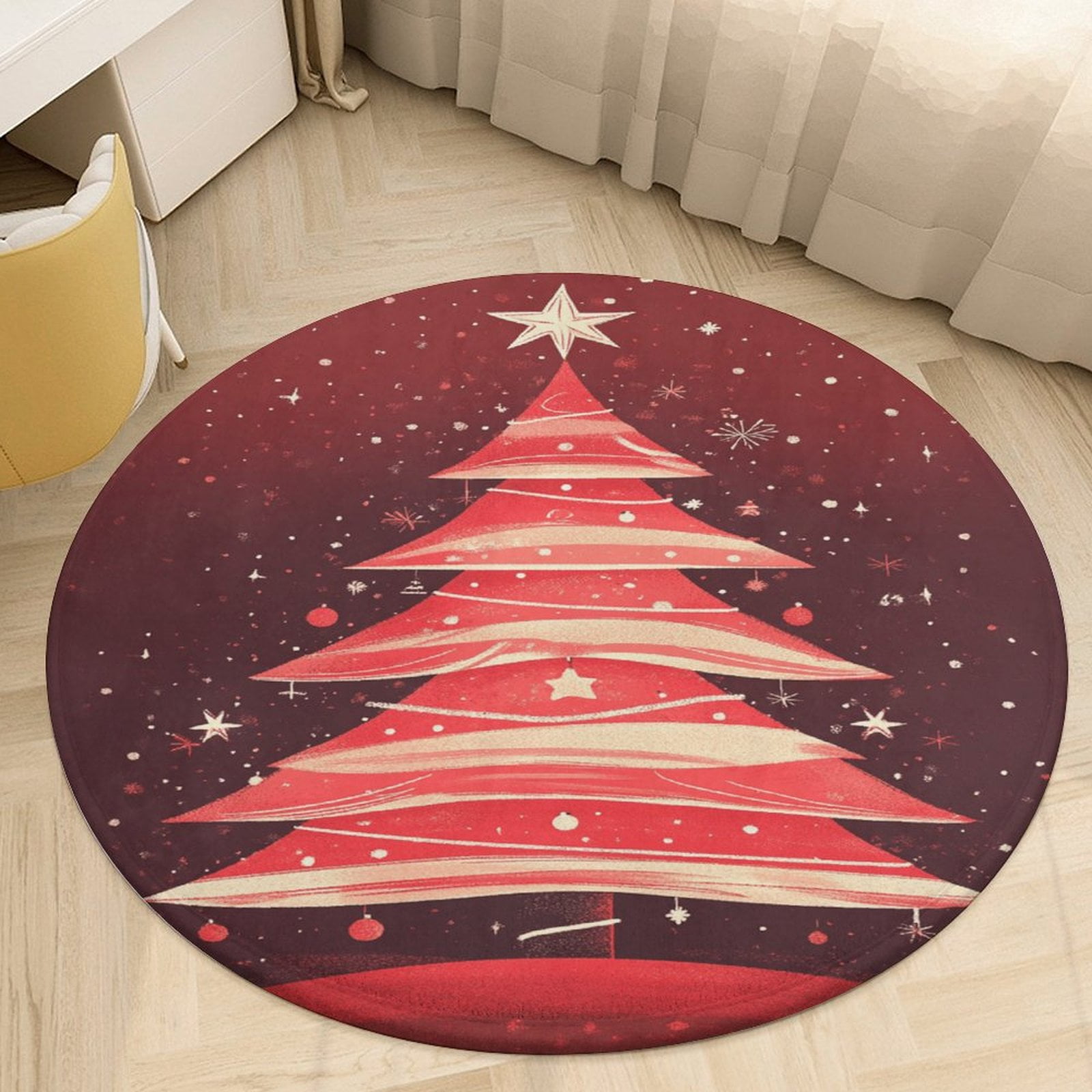 Christmas Tree Round Area Rugs for Bedroom Living Room, 3FT Soft Indoor ...