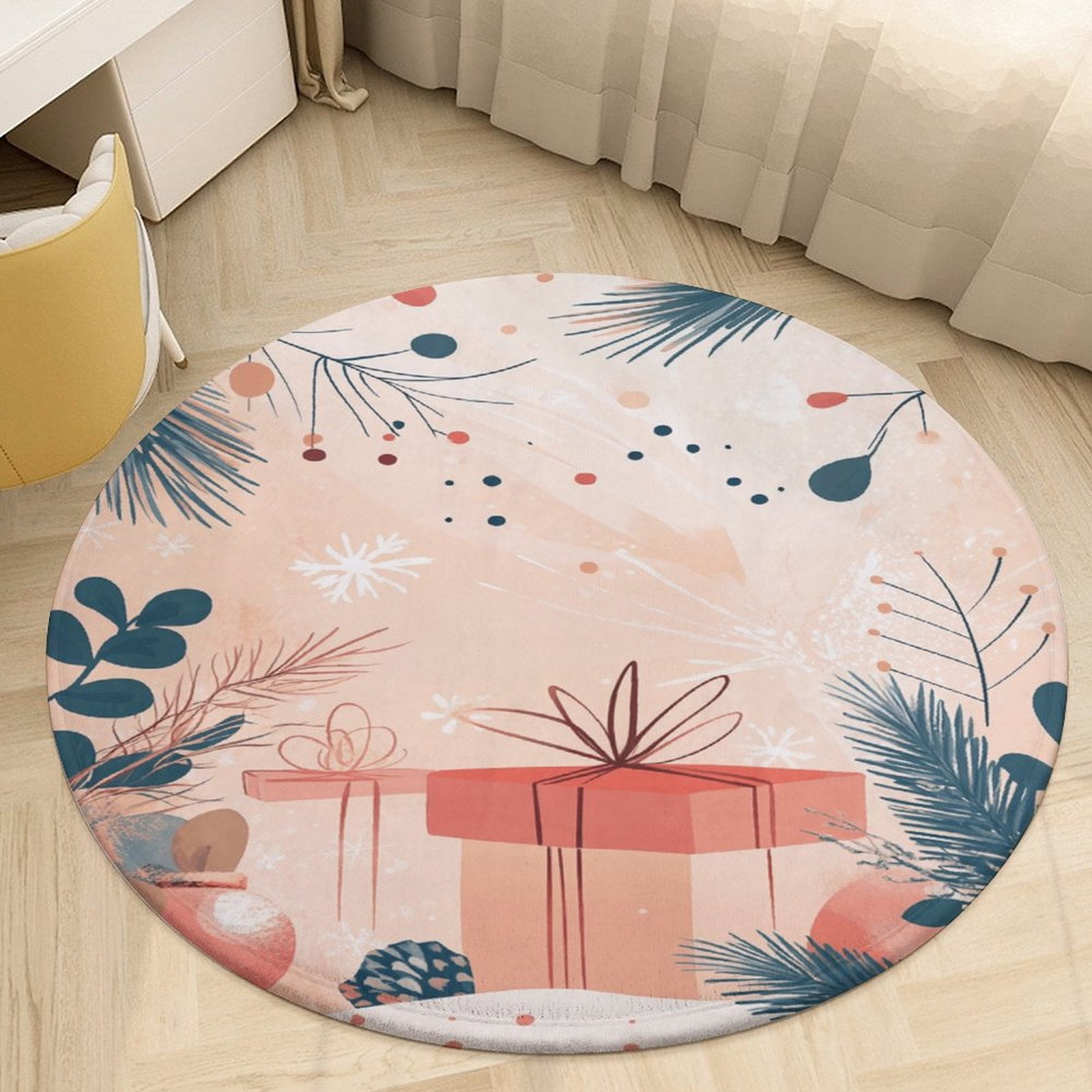 Christmas Tree Round Area Rugs for Bedroom Living Room, 4FT Soft Indoor ...