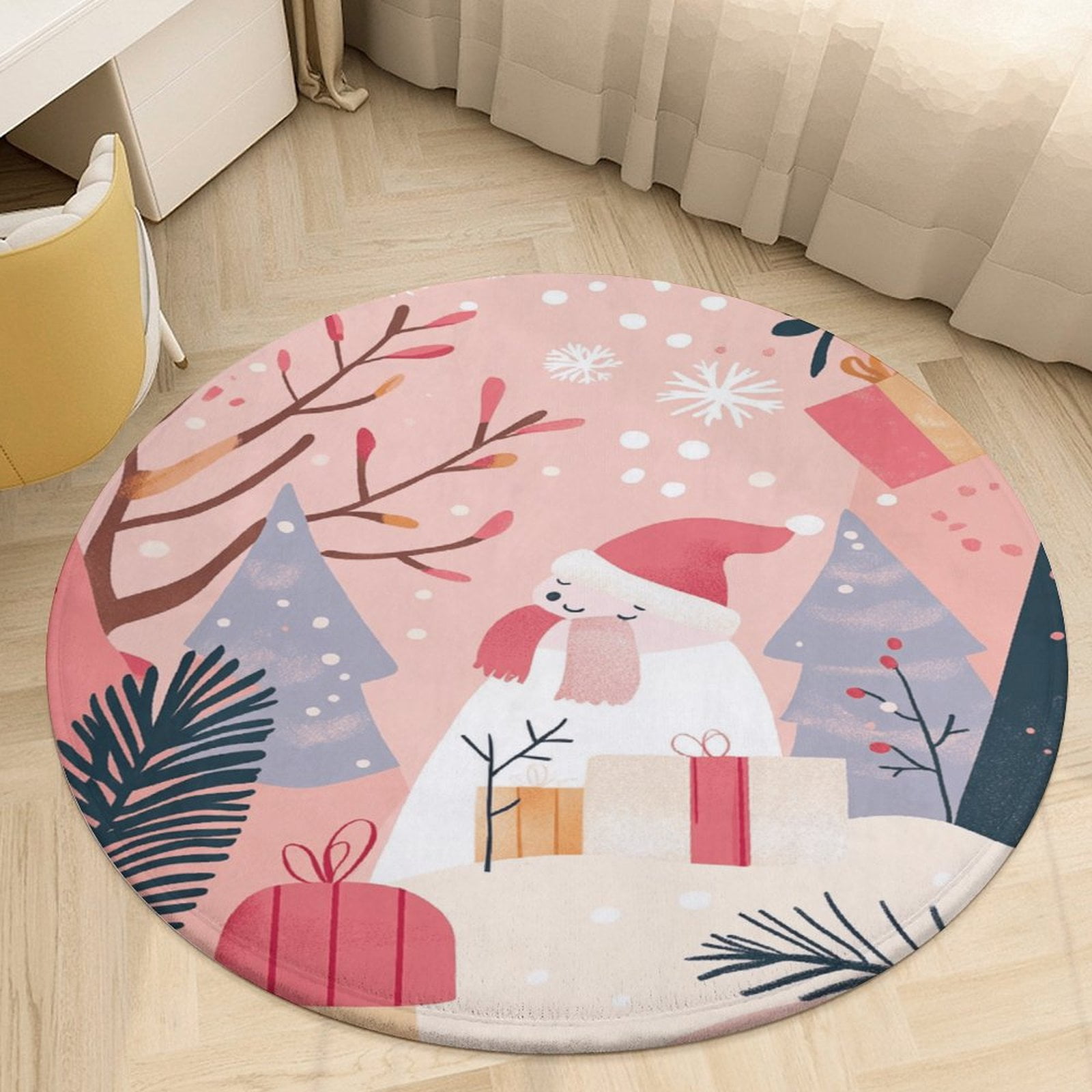 Christmas Tree Round Area Rugs for Bedroom Living Room, 6FT Soft Indoor ...