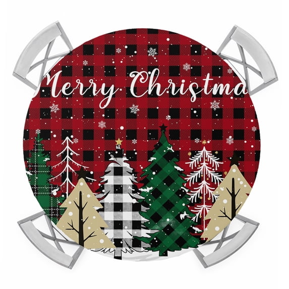 Christmas Tree Round Tablecloth for 36-44 Inch Tables,Fitted Table ...