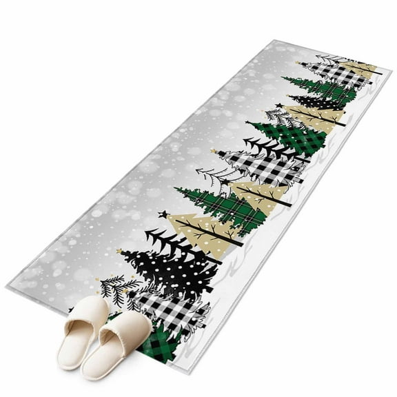 Christmas Runner Rug 2x6 FT,Non Slip Hallway Rugs,Blue Poinsettia ...