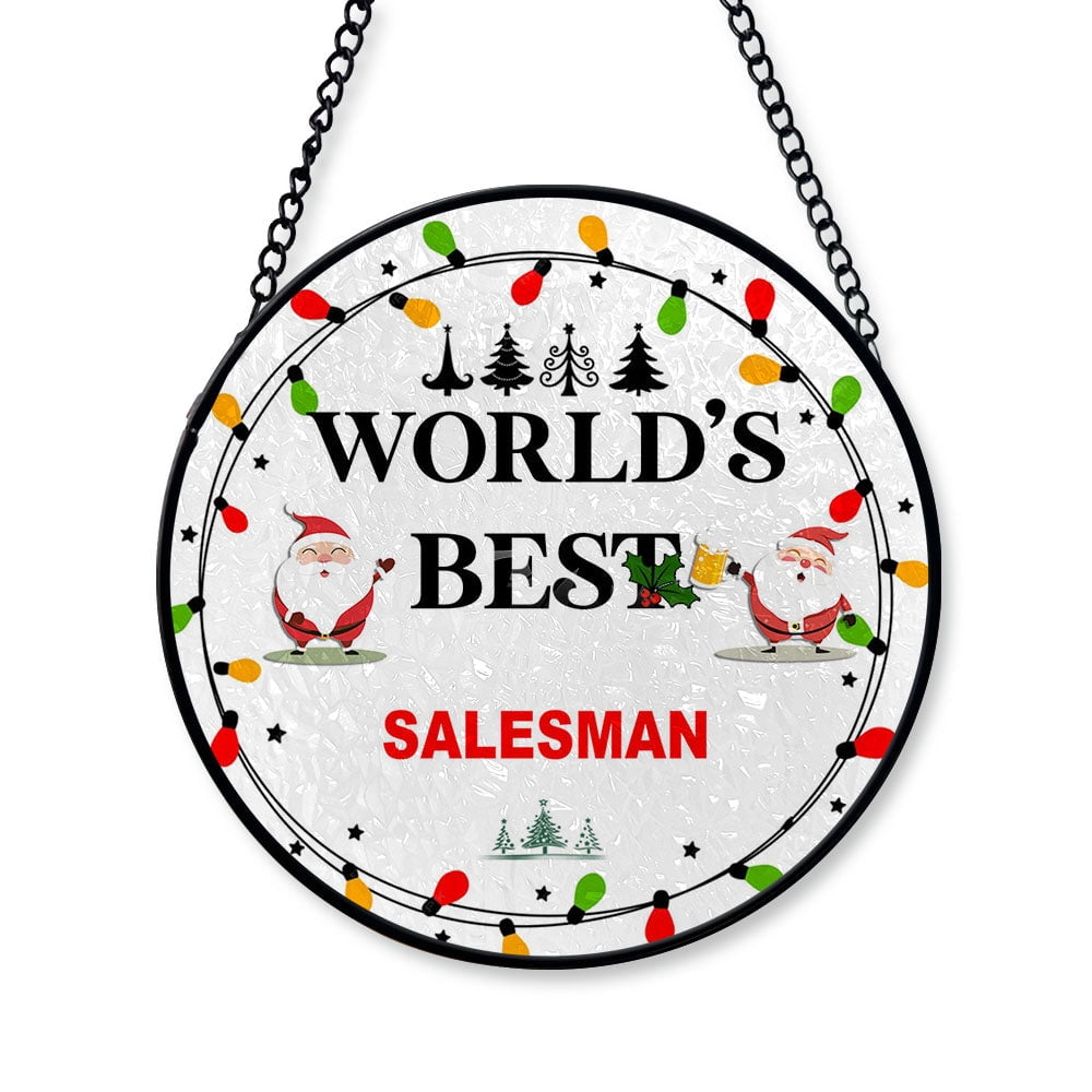 Christmas Tree, Salesman Stained Glass Window Hanging Christmas 2025 ...