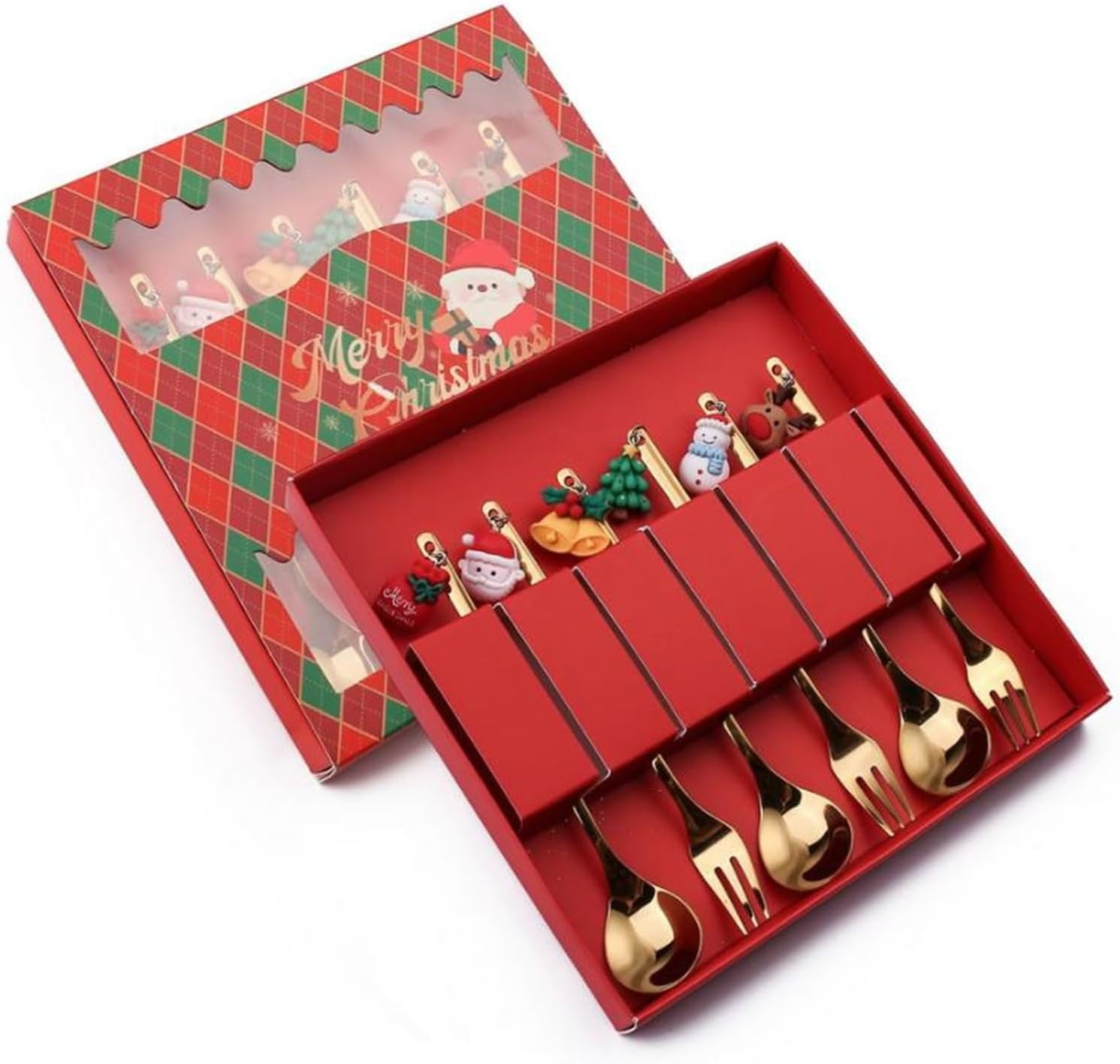 Christmas Tree Santa 6PCS Stainless Steel Tea & Dessert Spoon Set for ...