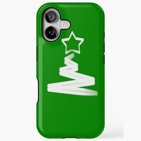Christmas Tree Scribble Green Minimal Art Case for iPhone 17 to 11 Pro ...