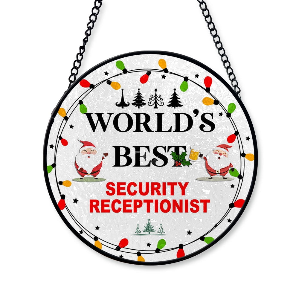 Christmas Tree, Security Receptionist Stained Glass Window Hanging ...