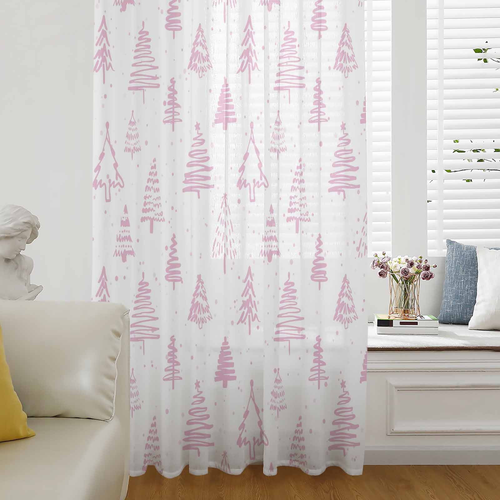 Christmas Tree Semi Sheer Curtains Drapes for Living Room,Bedroom ...
