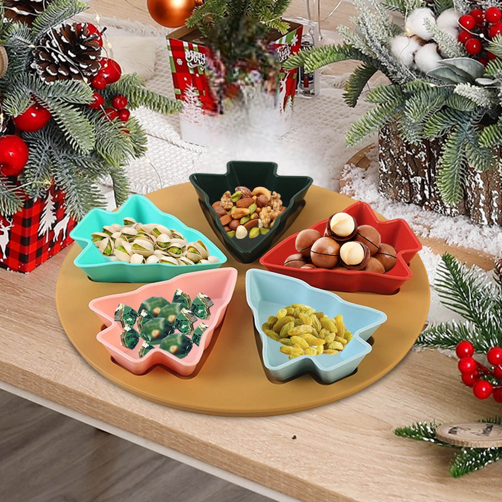 Christmas Tree Serving Platter with 5 Compartments - Novelty Shaped ...